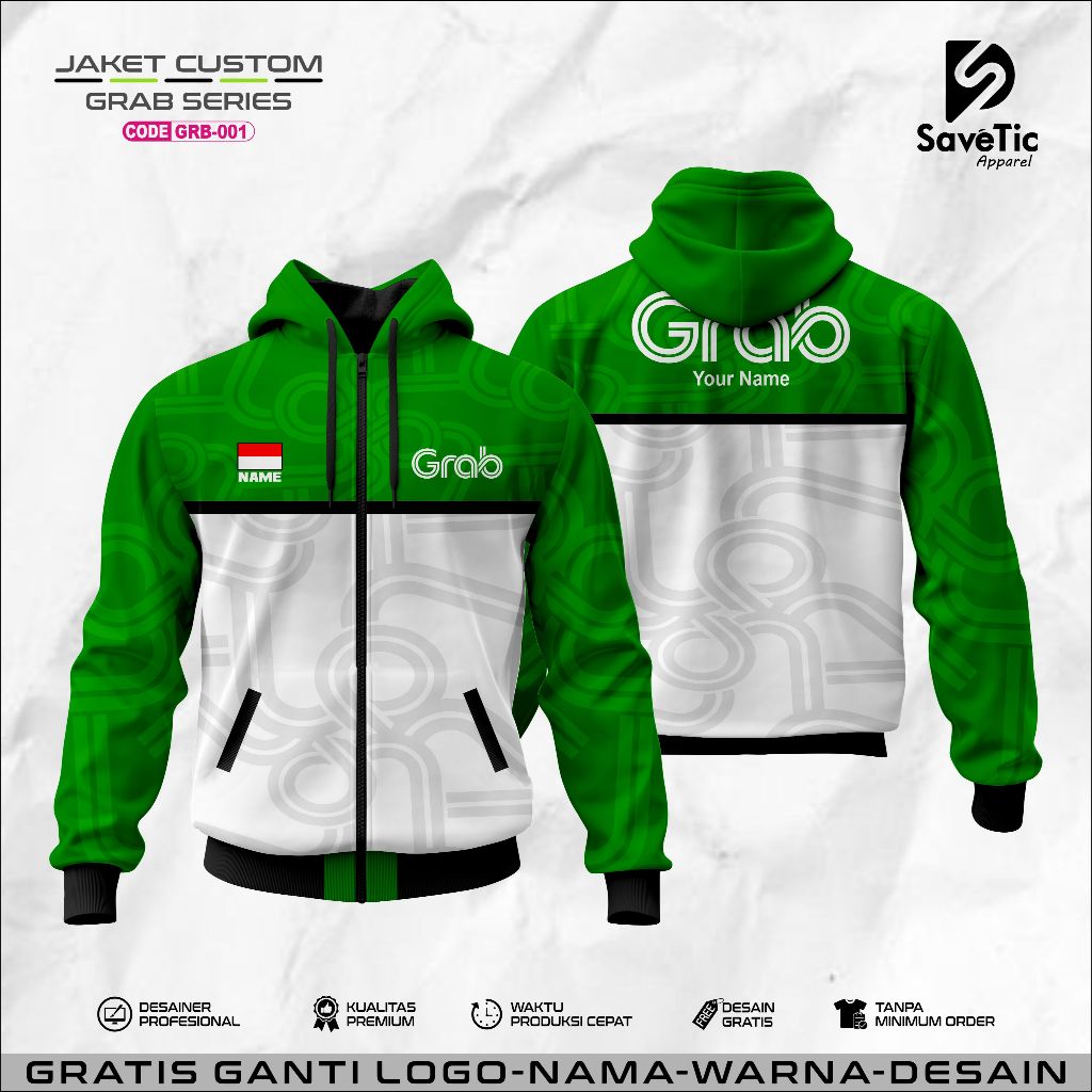 Jual Jaket Grab Full Printing Sublim/Jaket Grab Driver/Jaket Custom ...