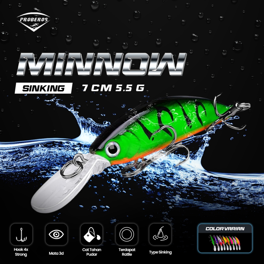 Jual PROBEROS Umpan Pancing Minnow Lidah Panjang 5.5g/7cm DW495 Long ...