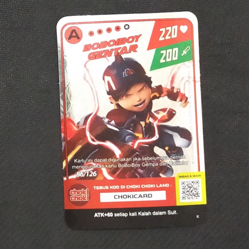 Jual Boboiboy Monsta Galaxy Card Boboiboy Gentar 86/126 Choki Choki ...