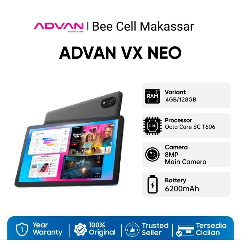 Jual Advan Tab VX Neo 4GB/128GB 10.1" IPS Screen Tablet Android 14 6200 ...