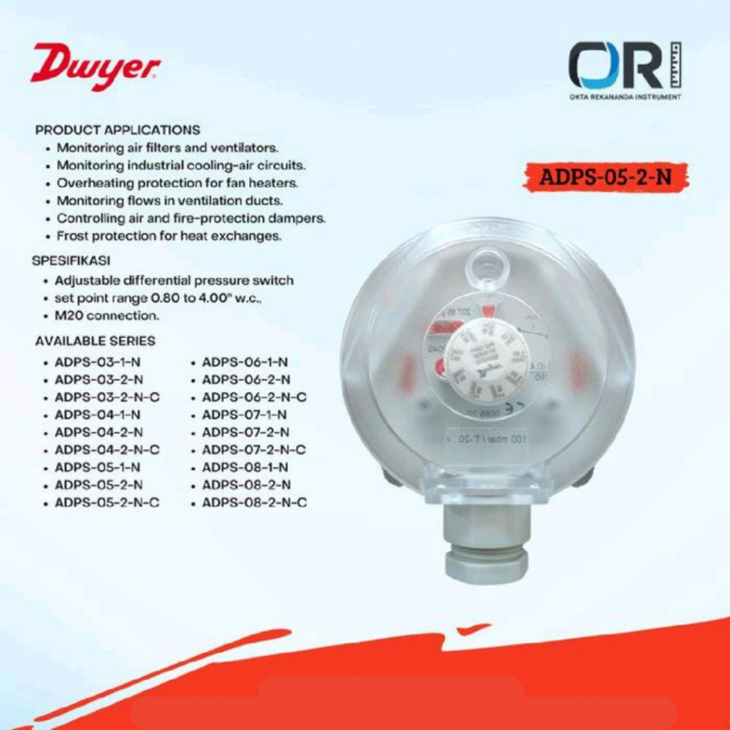 Jual Dwyer Adjustable Differential Pressure Switch ADPS 05-2-N | Shopee ...