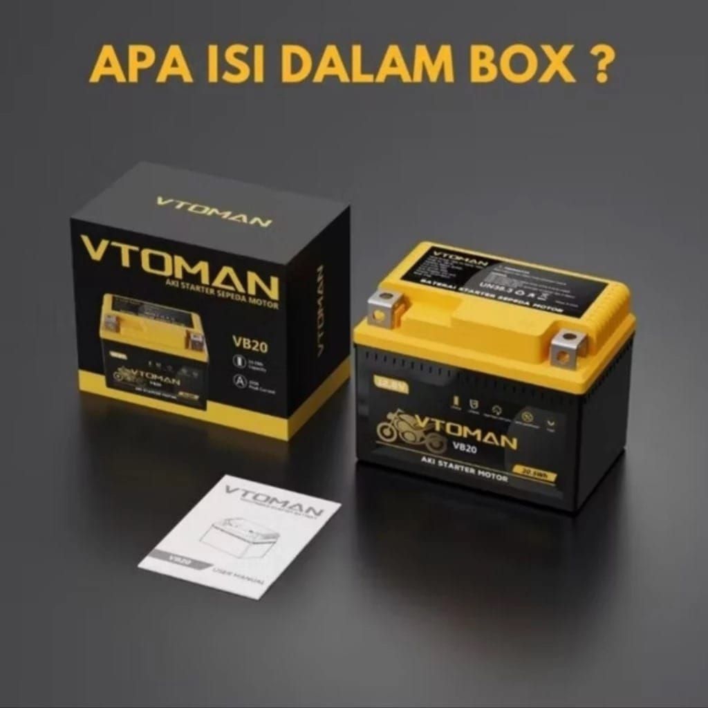 Jual Aki motor lithium VTOMAN vB20 motor 110cc-600cc | Shopee Indonesia