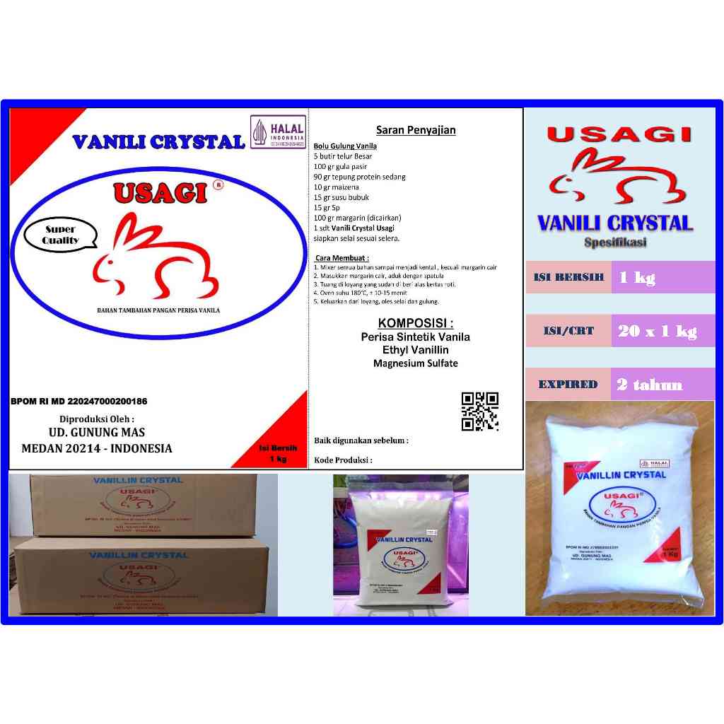 Jual Vanili Bubuk Crystal Usagi (1Kg), Perisa Vanila Usagi, Vanili ...