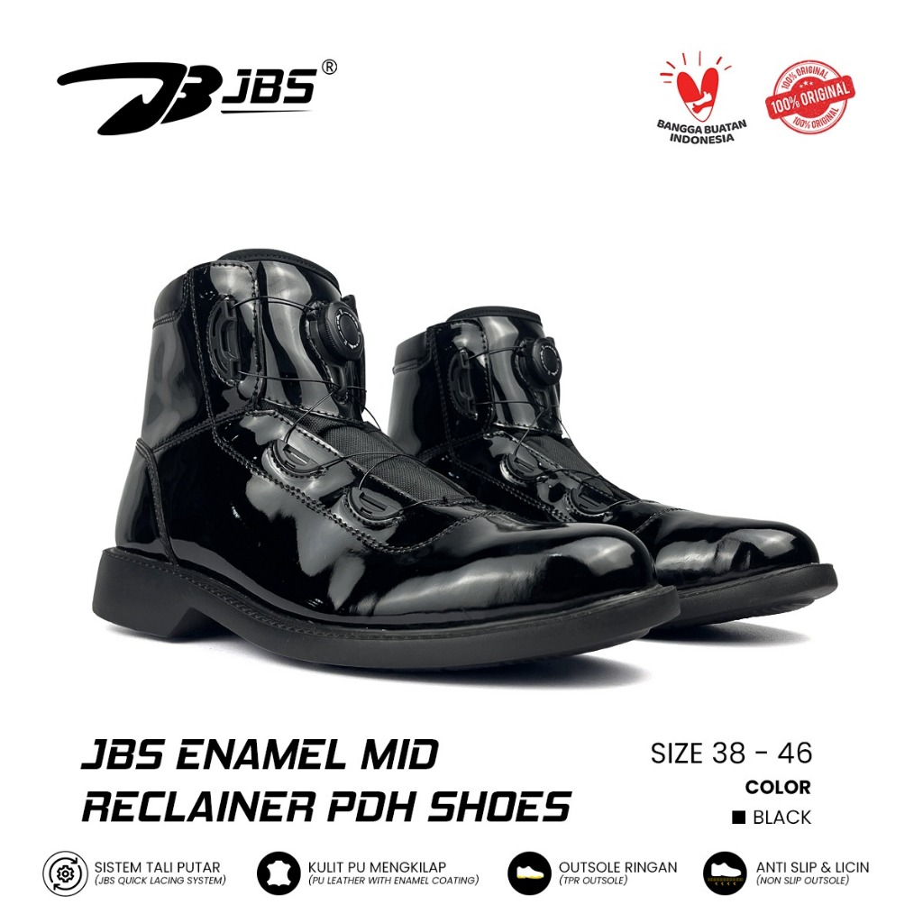 Jual Sepatu PDH MID Tali Putar Pantofel Mengkilap Hitam Formal Kerja ...