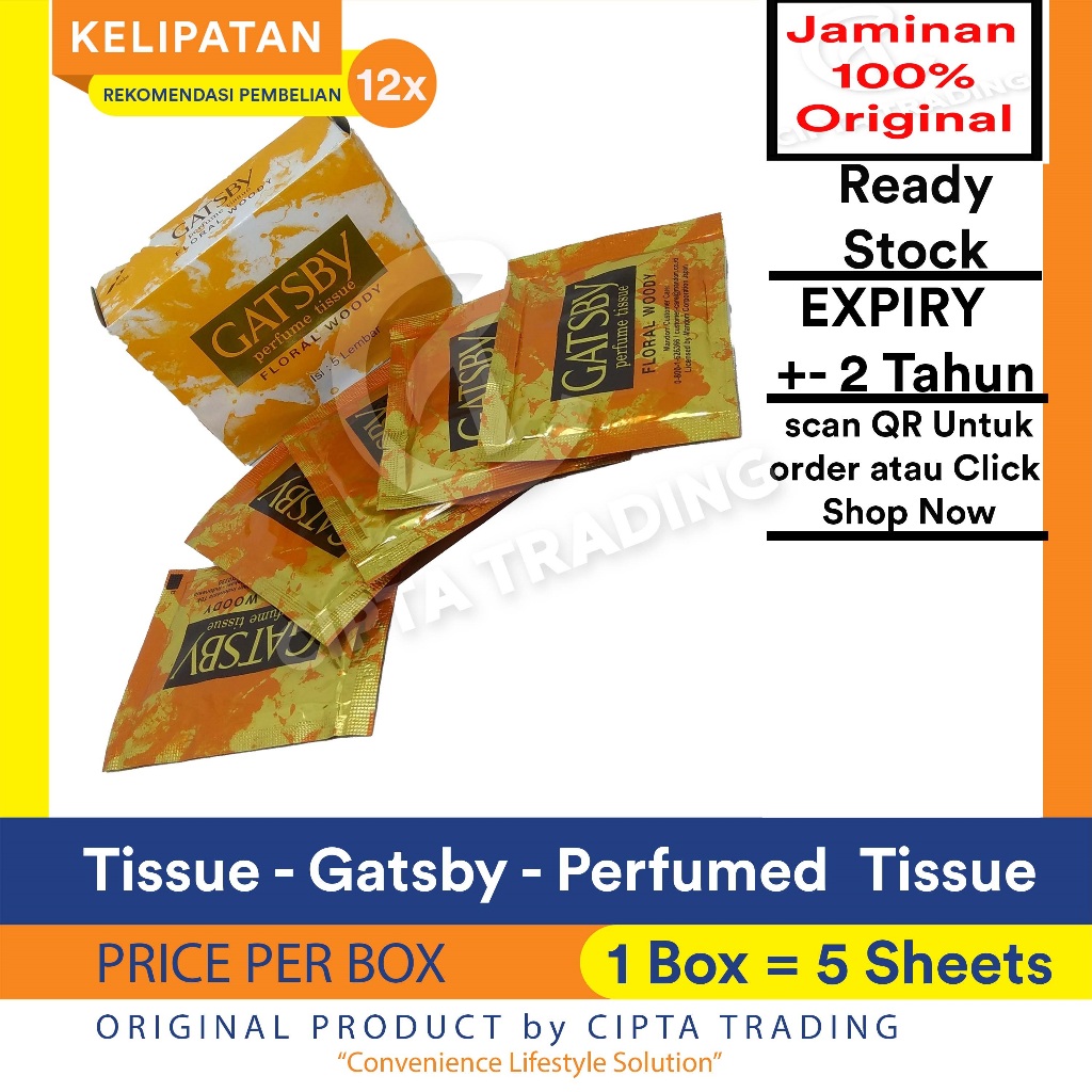 Jual Tissue - Gatsby - Perfume Tissue (per pack = 5 tissue) | Shopee ...