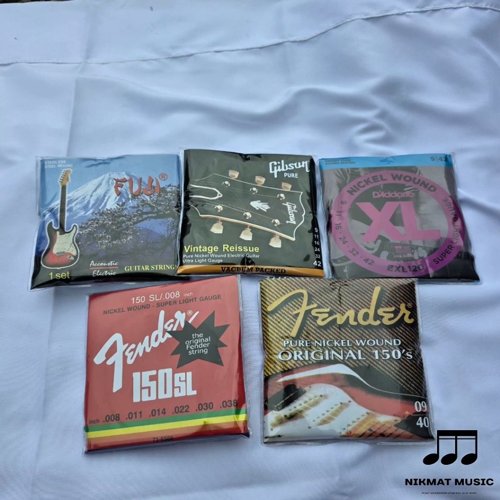 Jual senar Gitar akustik string ukuran 008 dan 009 merek fender ...