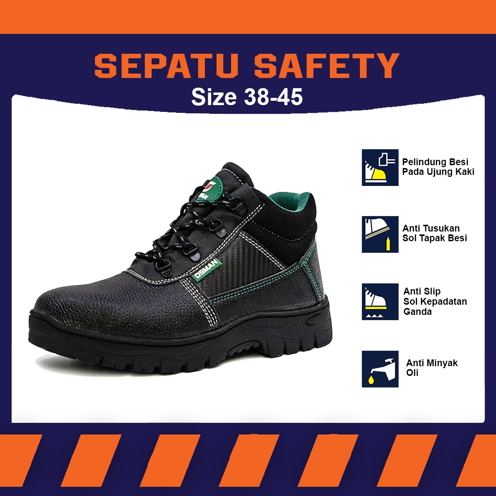Jual Sepatu Safety Ujung Besi OSMAN SAFETY SHOES Mid Cut Tipe OS-507 ...