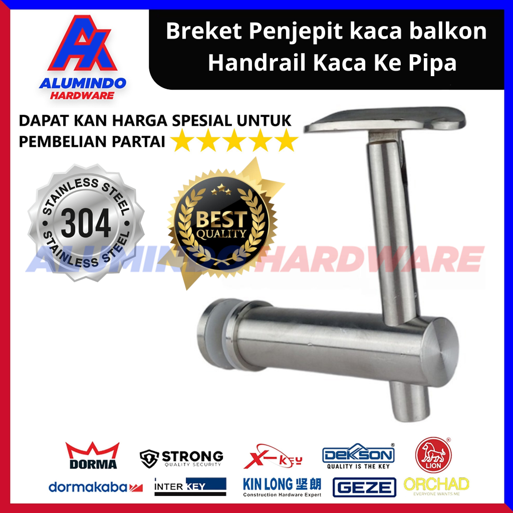 Jual Handrail Bracket Kaca Balkon Penjepit Kaca Ke Pipa Sus 304 ...