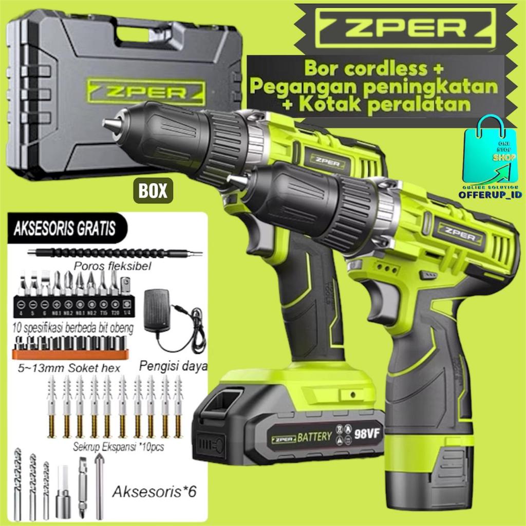 Jual BOX ZPER BOR LISTRIK MESIN BOR BATTERY TANGAN CORDLESS DRILL ...