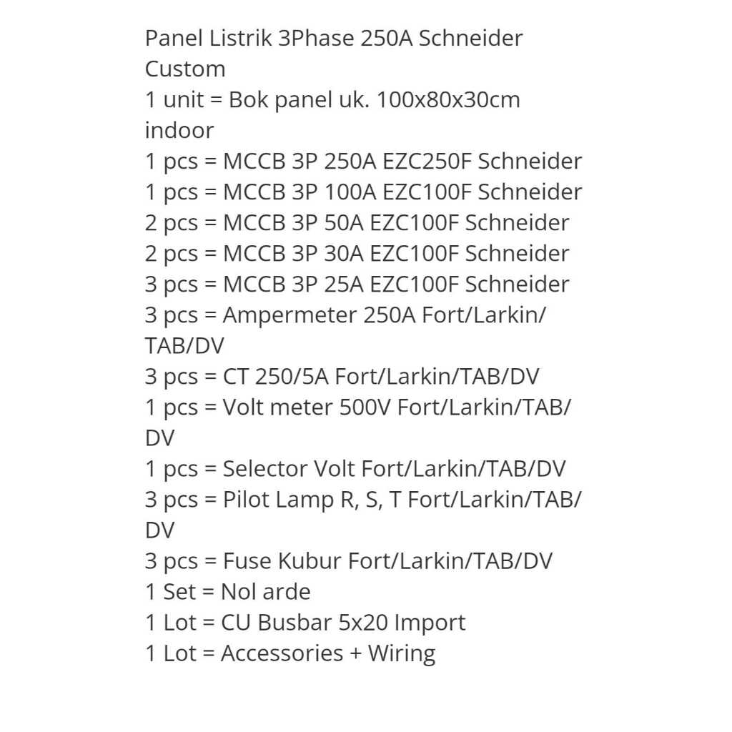Jual Panel Listrik SDP 3Phase 250A Schneider Custom Komplit | Shopee ...