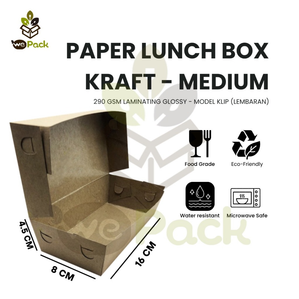 Jual PAPER LUNCH BOX SIZE M 290 GSM TAKE AWAY BOX COKLAT KRAFT 325 GSM ...