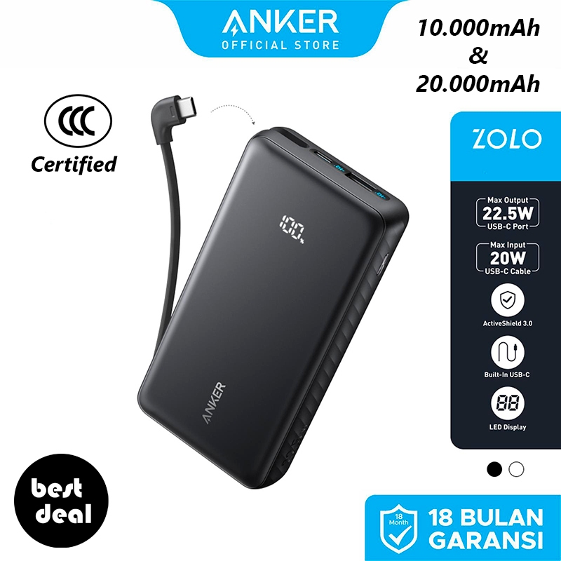 Jual (Sertifikasi CCC Certified) Anker Zolo Portable Power Bank 10 ...