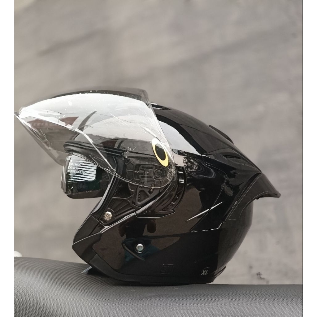Jual HELM GM FURY DYNAMIC SOLID BLACK, DOBLE VISOR PAKET SPOILER,SLOT ...