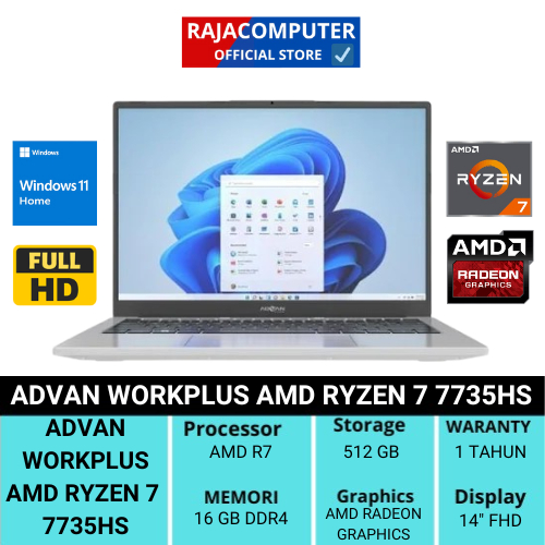 Jual ADVAN WORK PLUS – SILVER RYZEN 7 7735HS-16GB-SSD 512GB-WIN11 14 ...