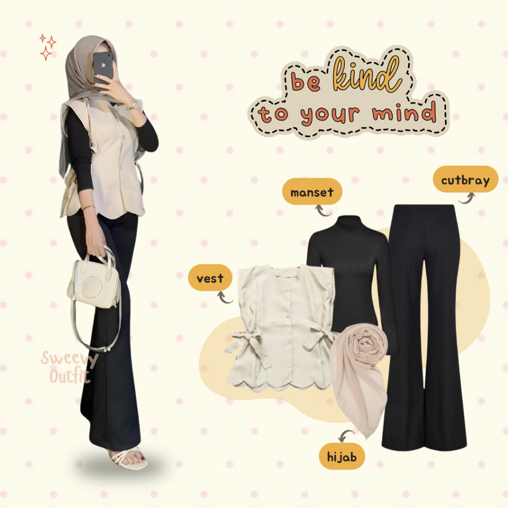 Jual Setelan Outfit Remaja Kece ( Cutbray, Vest Cherish, Manset, Hijab ...