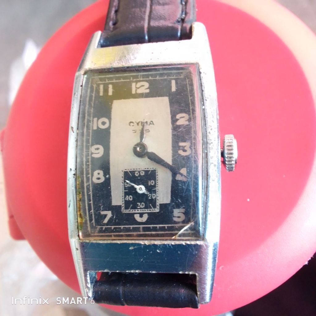 Jual jam tangan pria cyma tank watch artdeco thn 1930an subsecond ...