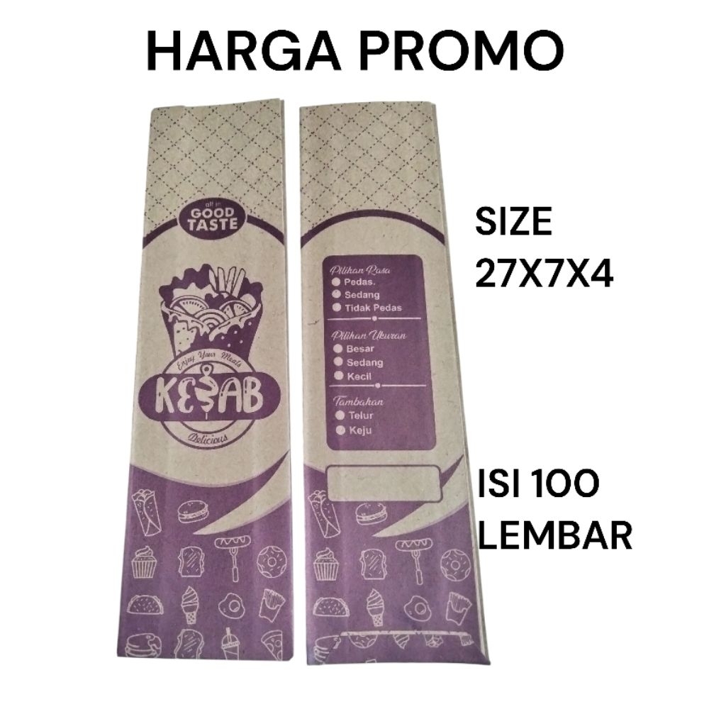 Jual 100 Pcs Bungkus Dus Kebab Paper Craft Coklat 27x7 Cm | Shopee ...