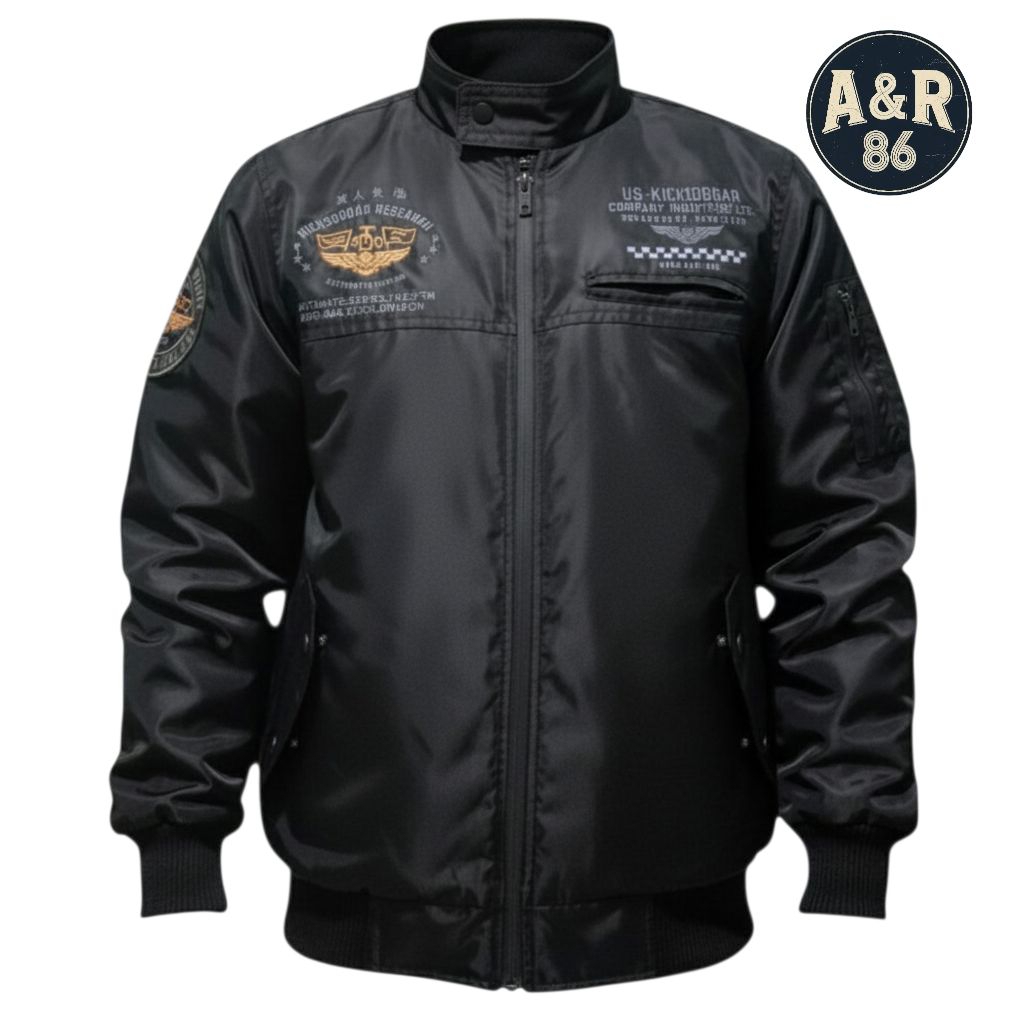Jual Kicksoogar Jaket Bomber Pria Hitam Tebal Anti Angin - Jaket Motor ...
