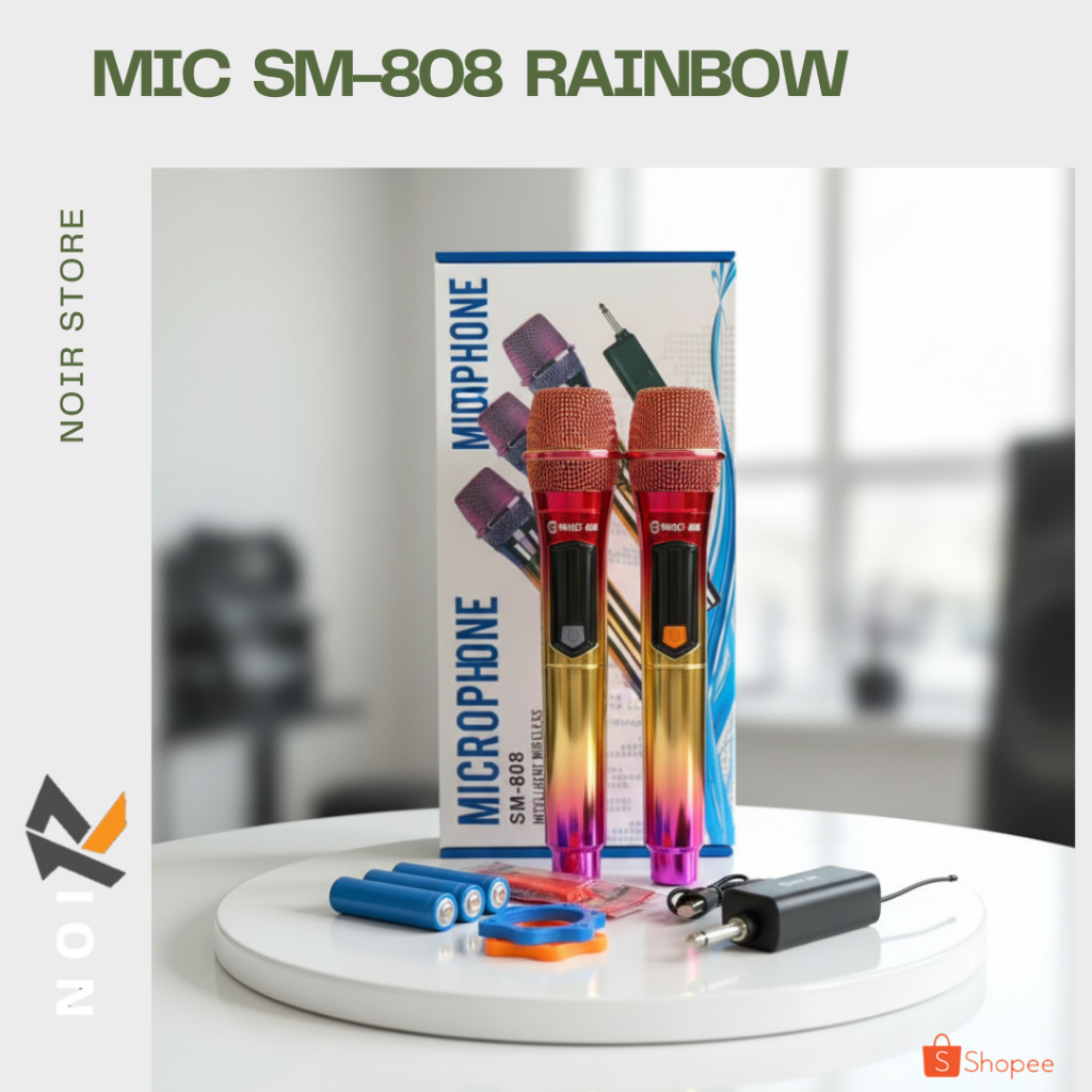 Jual MIC Wireless SM-808 MIC RAINBOW | Shopee Indonesia