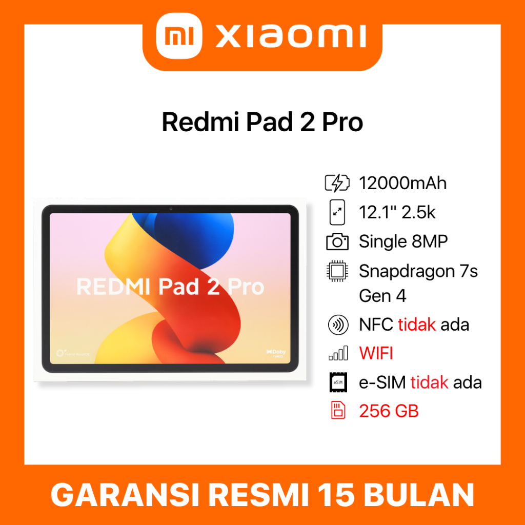 Jual Xiaomi Redmi Pad 2 Pro Tablet 8/256 8/256GB 8GB 256GB Garansi ...