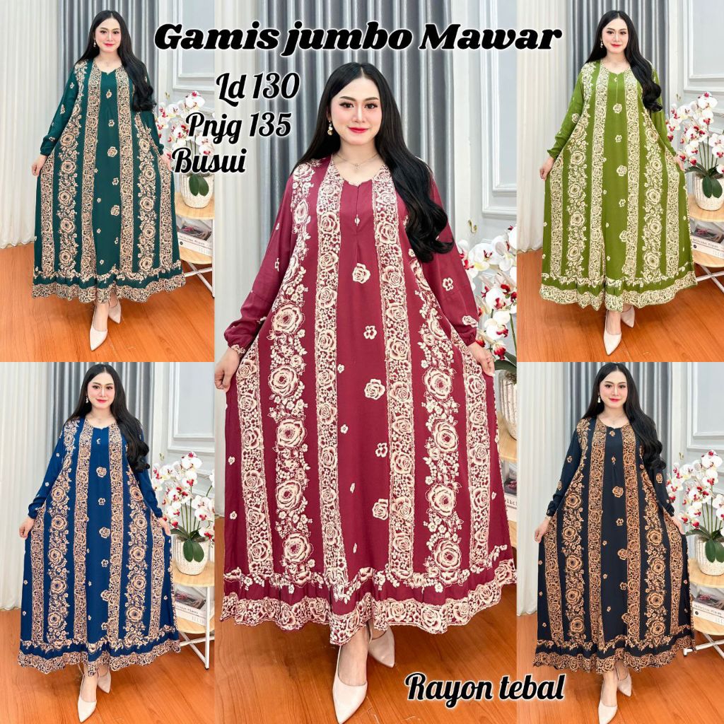 Jual chika dress jumbo lengan panjang/gamis jumbol ld 130 | Shopee ...