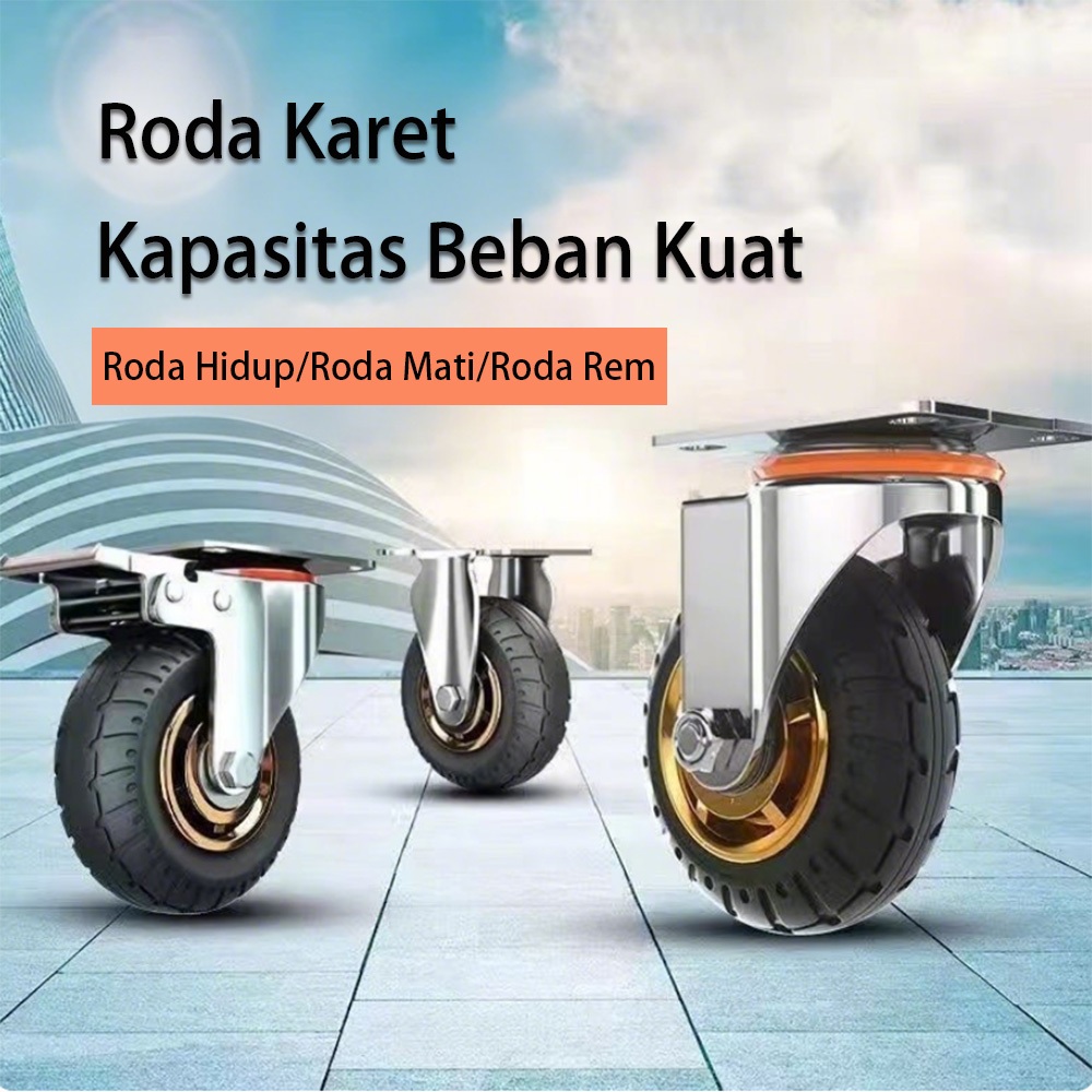 Jual Roda Karet Hitam Tugas Berat 3/4/5/6/8 inch tersedia, kelas ...