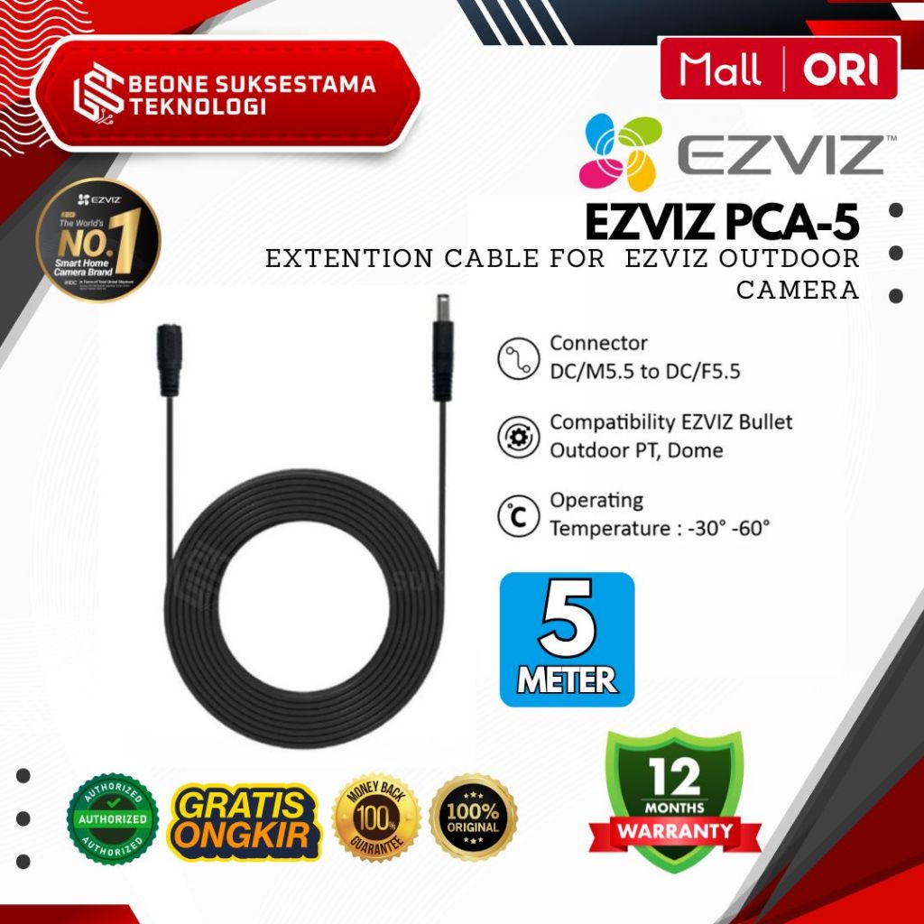 Jual EZVIZ PCA-5 | Kabel Perpanjangan EZVIZ Extention Cable 5 meter ...
