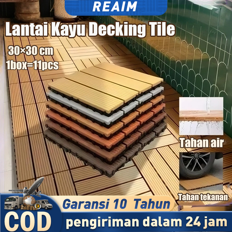 Jual Lantai Kayu Decking Tile 30cm x 30cm DIY Luar Ruangan Dekorasi ...