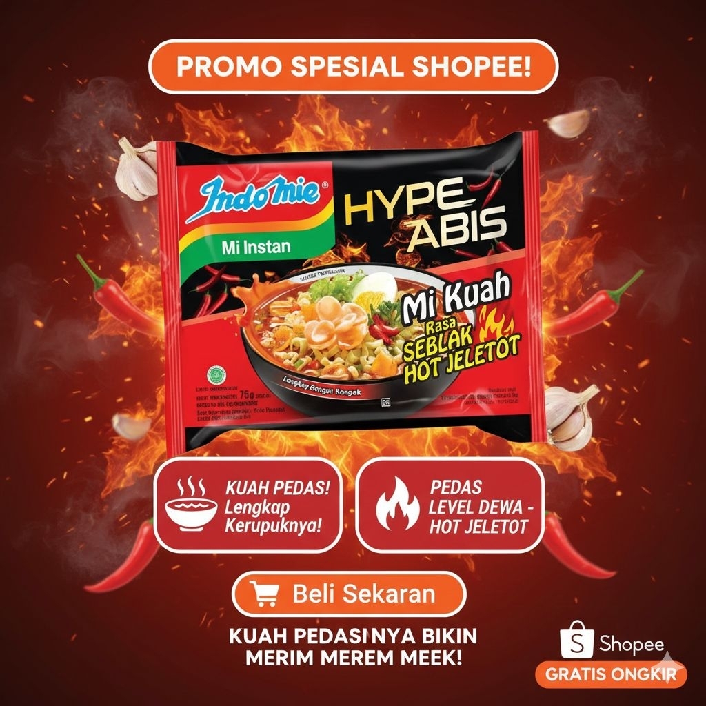 Jual Indomie Hype Abis Seblak Hot Jeletot 1 Dus ( Isi 40 Bungkus ...