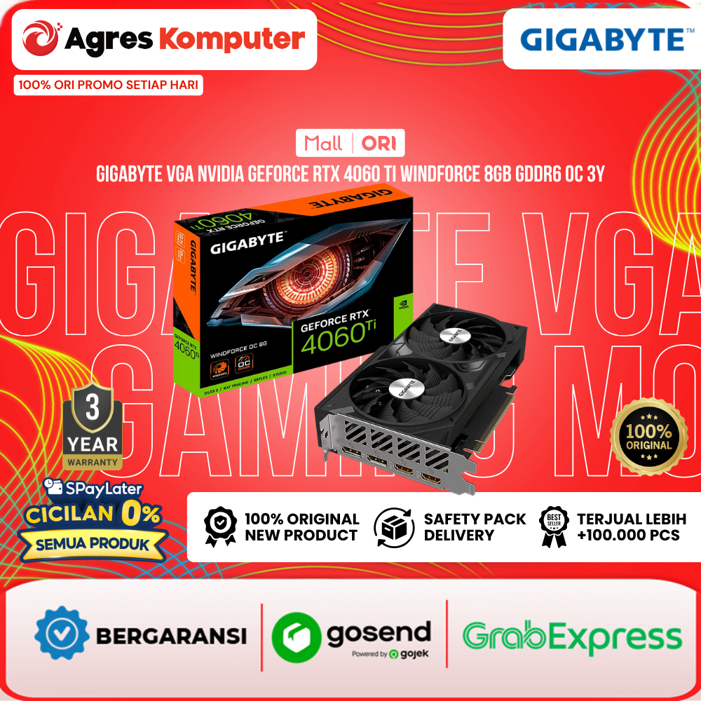 Jual GIGABYTE VGA NVIDIA GEFORCE RTX 4060 TI WINDFORCE 8GB GDDR6 OC 3Y ...