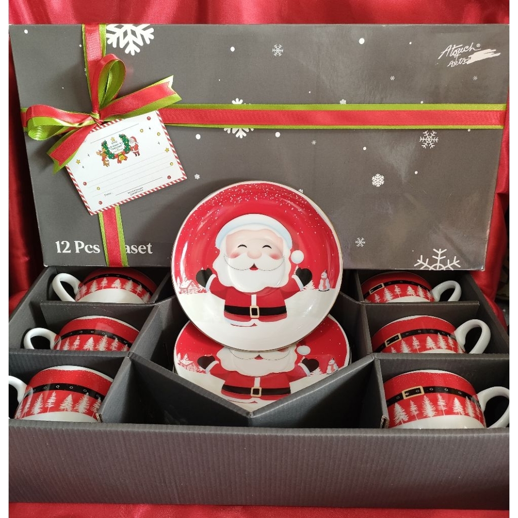 Jual Teaset Natal Gelas Keramik Christmas Hampers Kado Gift Set Paket ...