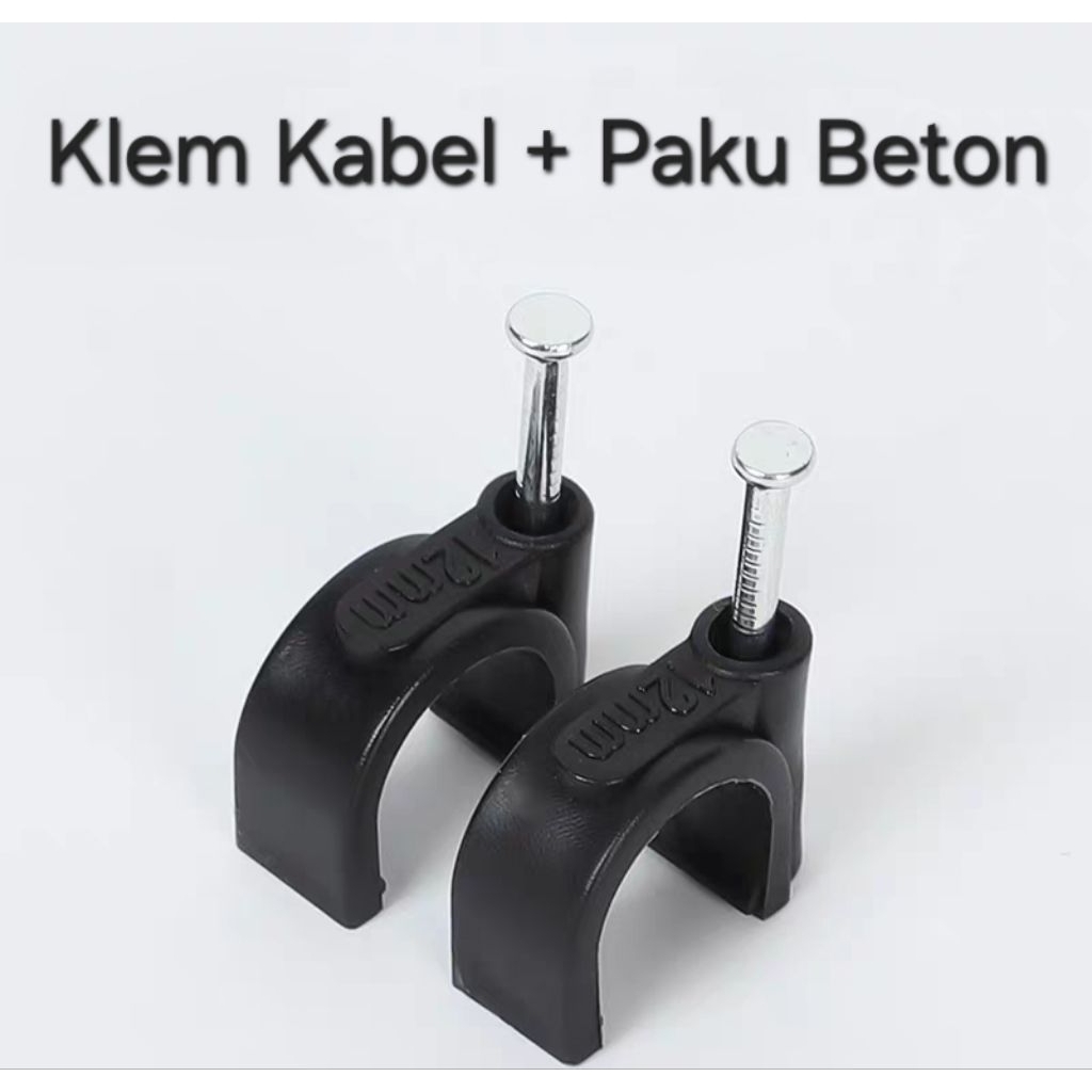 Jual Klem Kabel Hitam 10 PCS + paku beton / Cable clip Black ukuran 4,5 ...