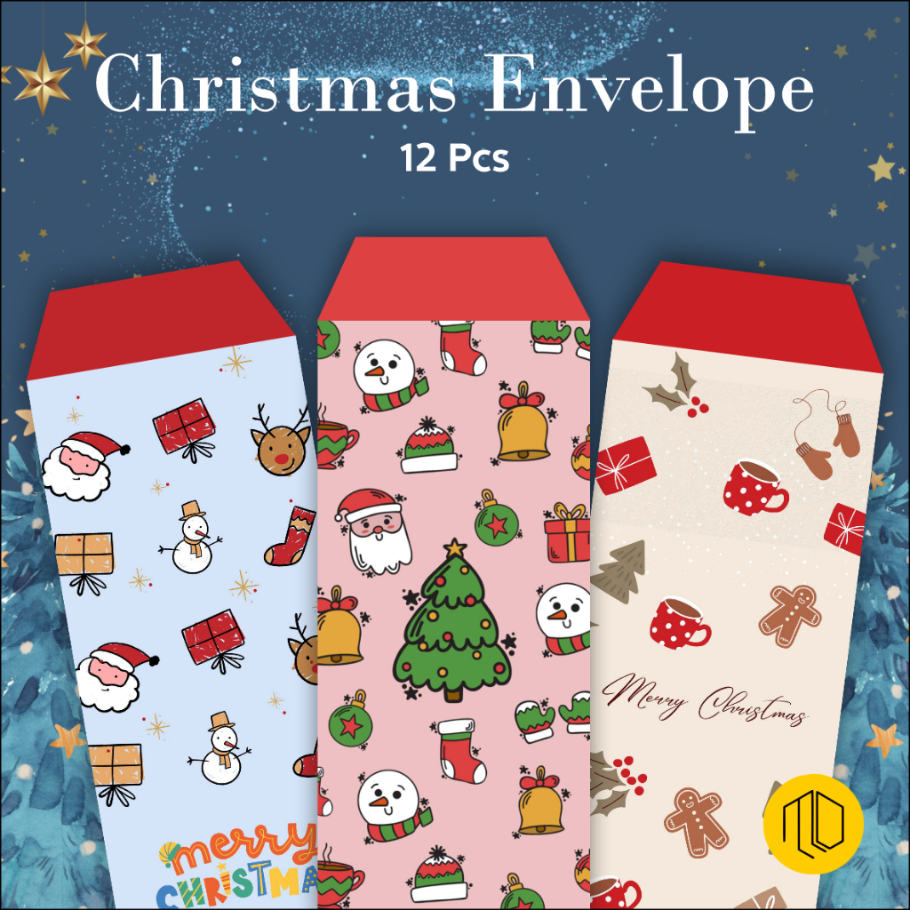 Jual Isi 12 Pcs - Amplop Natal Merry Christmas Varian Pattern Aesthetic ...