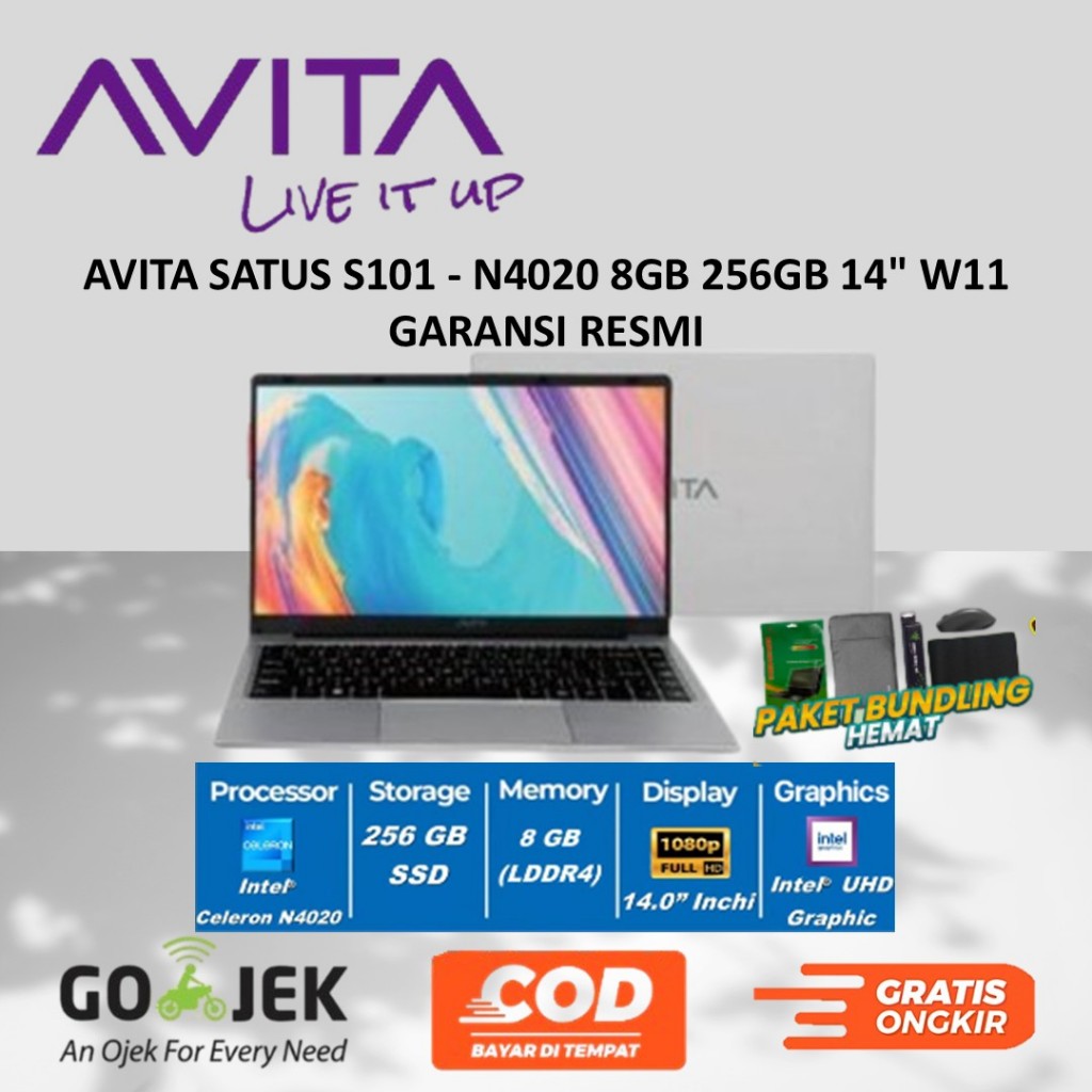 Jual LAPTOP TERMURAH AVITA SATUS S101 - N4020 8GB 256GB 14" W11 ...