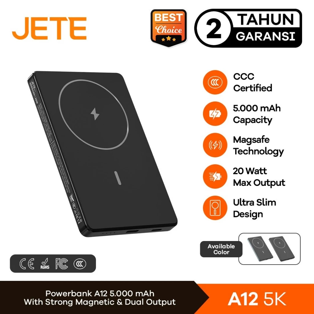Jual [ Sertifikat CCC ] JETE A12 Power Bank Magsafe 5.000mAH / 10.000 ...