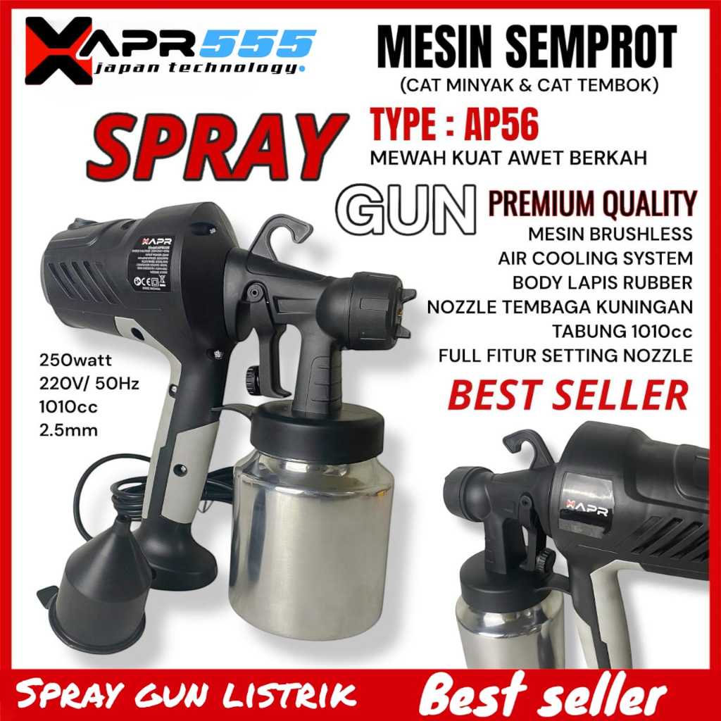 Jual APR JAPAN SPRAY GUN LISTRIK AP56 ALAT SEMPROT CAT TEMBOK BESI KAYU ...