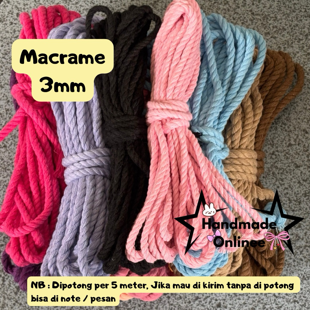 Jual Tali Katun Macrame Warna 3mm || Tali Macrame || Cotton Rope 5 ...