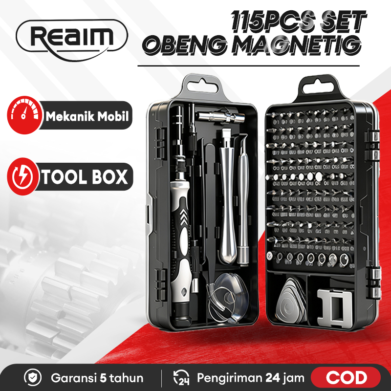 Jual Reaim Obeng Set Lengkap 115 In 1 Obeng Set Alat Multifungsi Alat ...