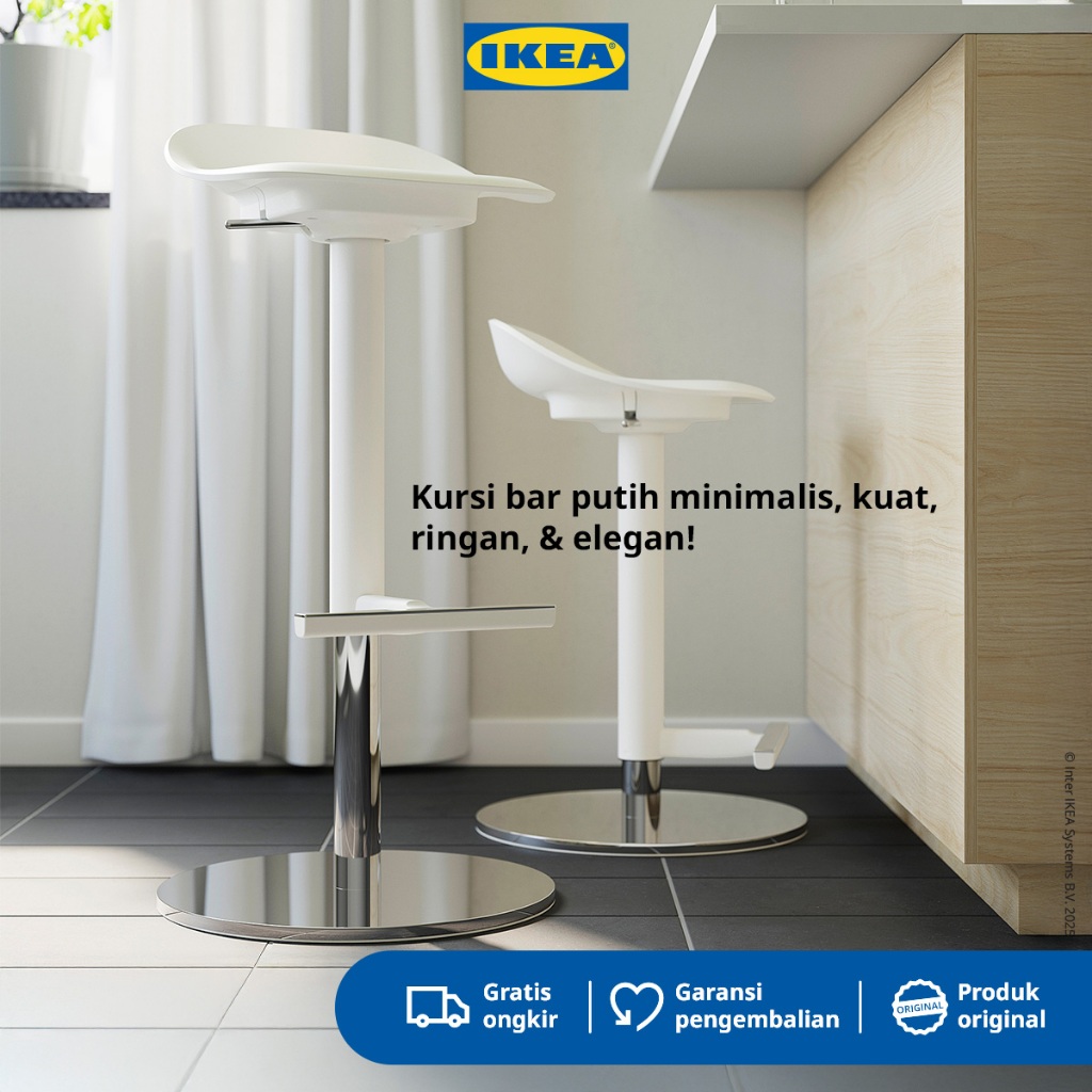 Jual IKEA JANINGE Kursi Bar Minimalis Putih 76 cm | Shopee Indonesia
