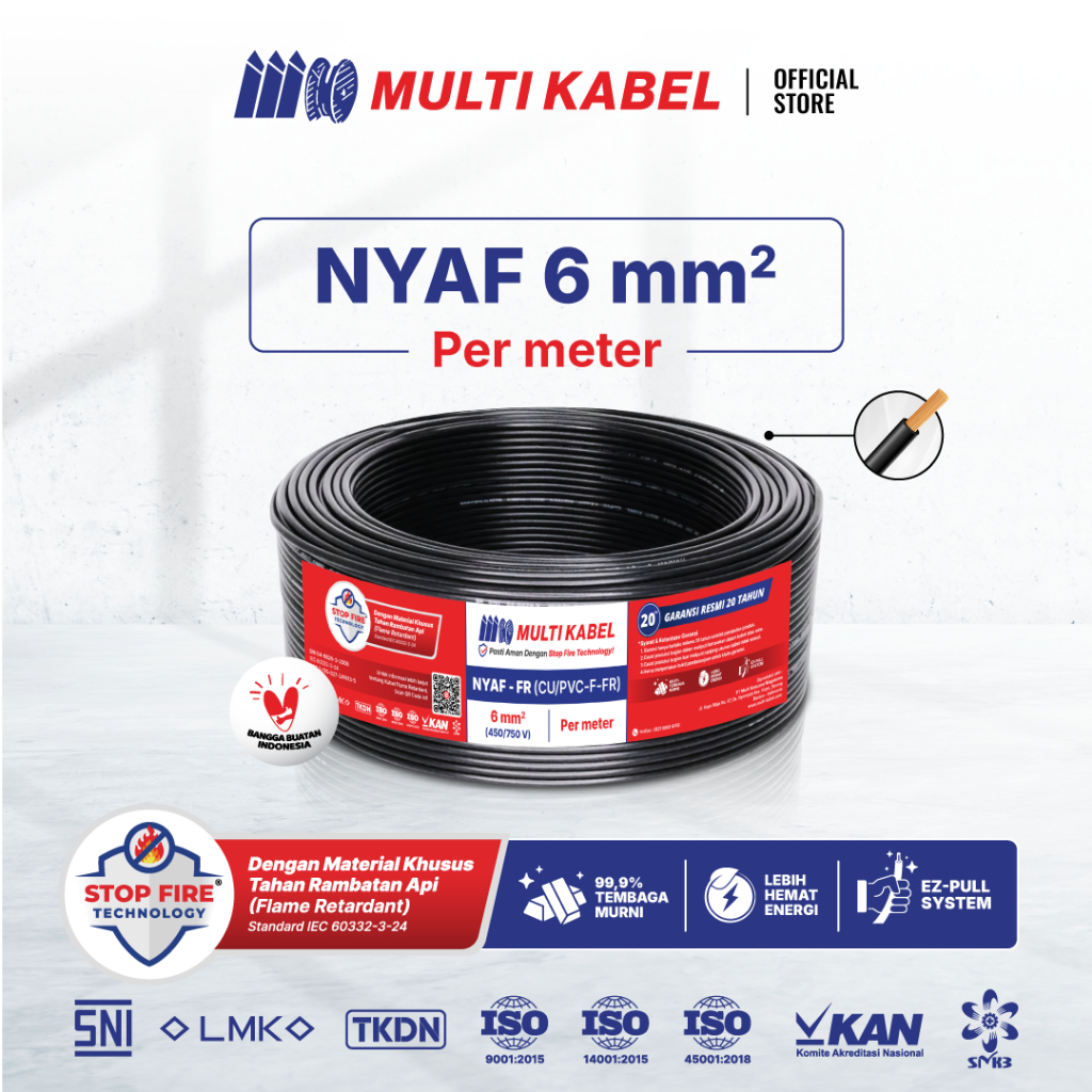 Jual MULTI KABEL-Kabel Listrik NYAF 6 mm² - Kabel Tembaga Kawat Murni PVC SNI-Permeter | Shopee ...