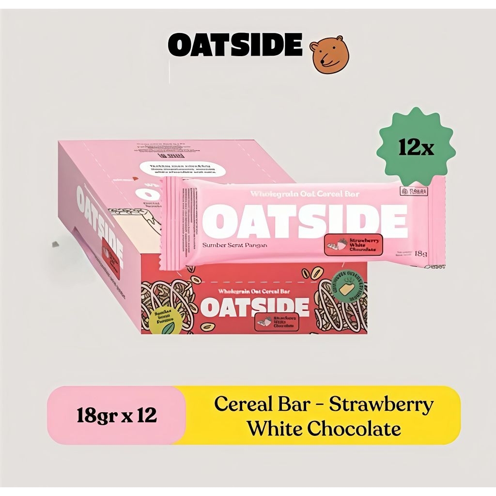 Jual OATSIDE OAT CEREAL SNACK BAR 18 GR X12 PCS STRAWBERRY WHITE ...