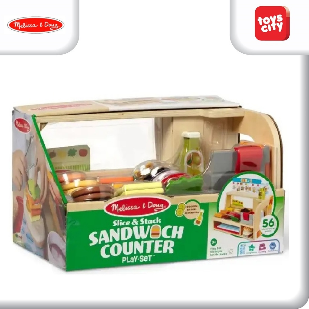 Jual Melissa & Doug Wooden Slice & Stack Sandwich Counter - Pretend ...