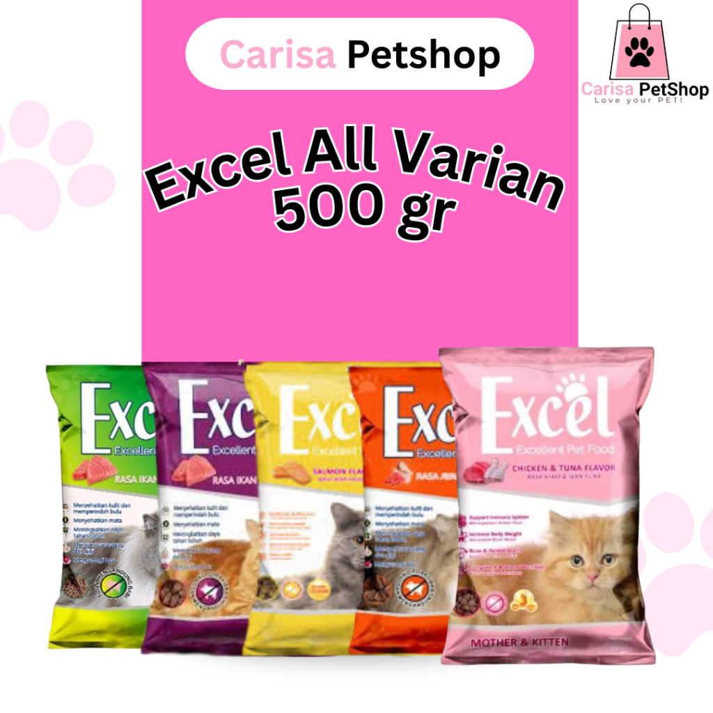 Jual [DISKON HARI INI] MAKANAN KUCING EXCEL DRY FOOD 500GR | Shopee ...
