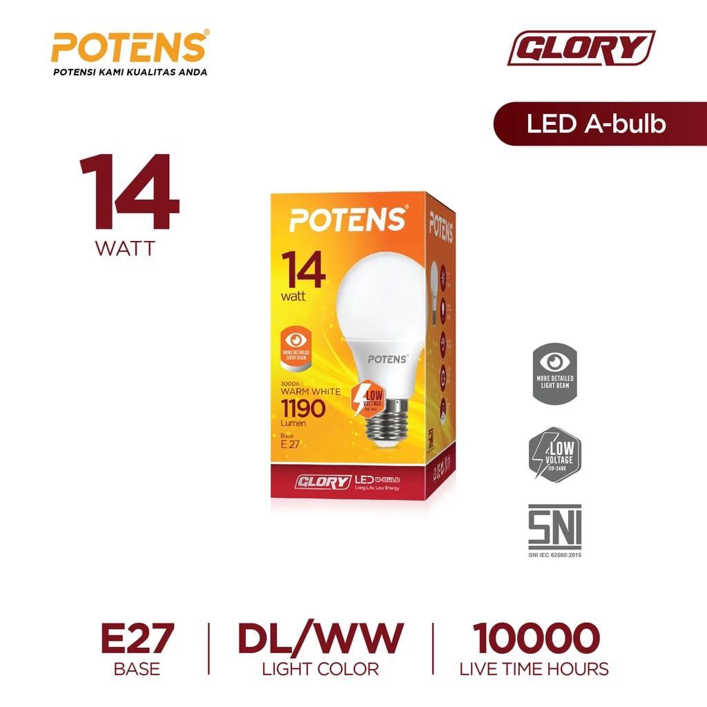 Jual POTENS PAG 14W Putih Lampu LED A-Bulb 6500K Bohlam 5 Watt Garansi ...
