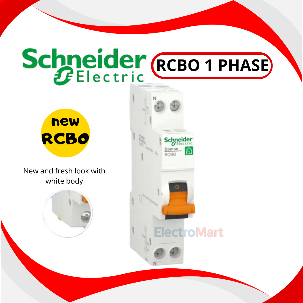 Jual RCBO SCHNEIDER ELECTRIC DOMAE 1P+N Kurva C 6A 10A 16A 20A 25A 30mA ...