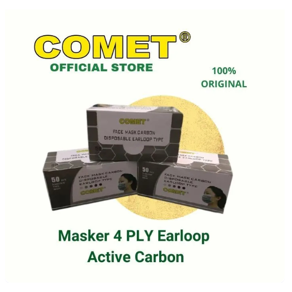 Jual Masker COMET 4 Ply Karbon Active Tali Earloop Carbon | Shopee ...