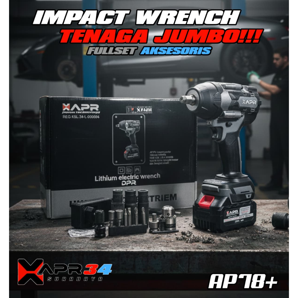 Jual APR RAJA BOR IMPACT WRENCH JUMBO 1/2INCH 1800NM AP78+ PLUS BATERAI ...