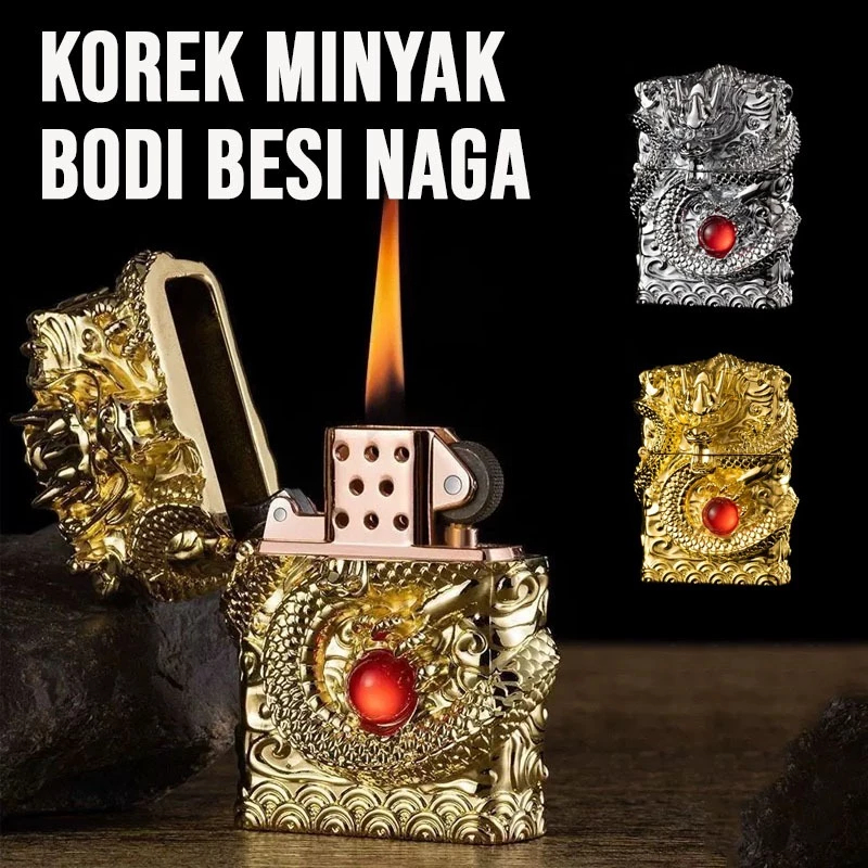 Jual Korek Api Minyak Ukiran Naga 3D Bahan Besi | Shopee Indonesia