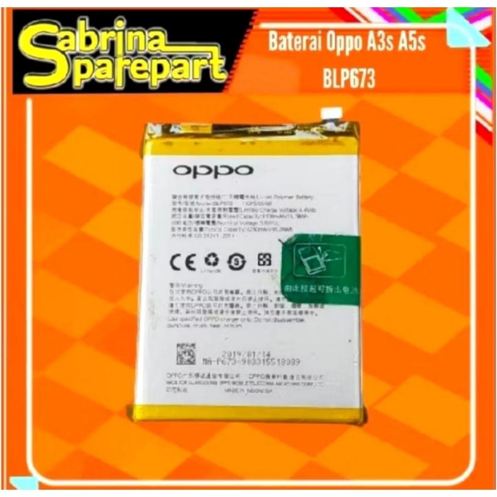 Jual Baterai OPPO A3S BLP673 Original Copotan | Shopee Indonesia