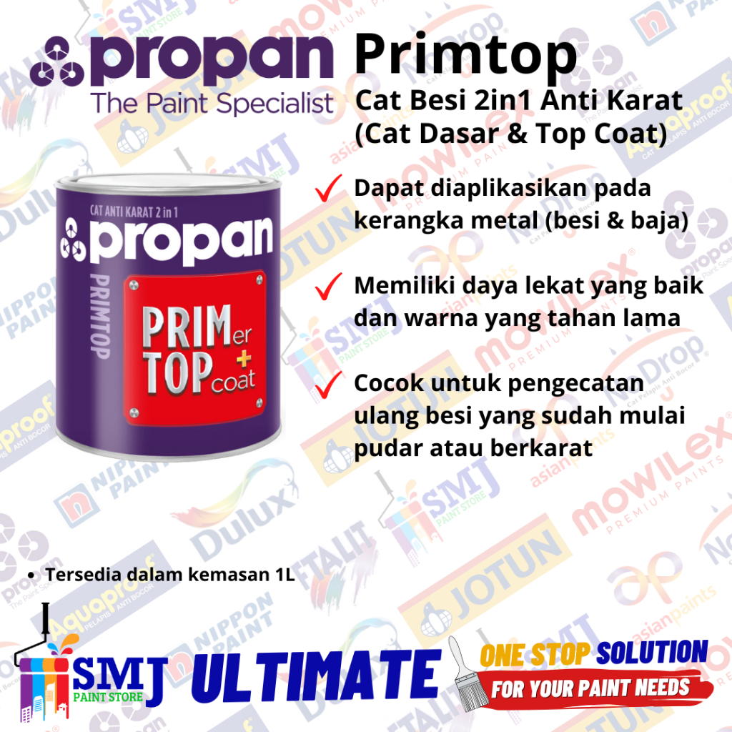 Jual CAT BESI ANTI KARAT 2 IN 1 PROPAN PRIMTOP 88 TINTING KEMASAN 1 KG ...